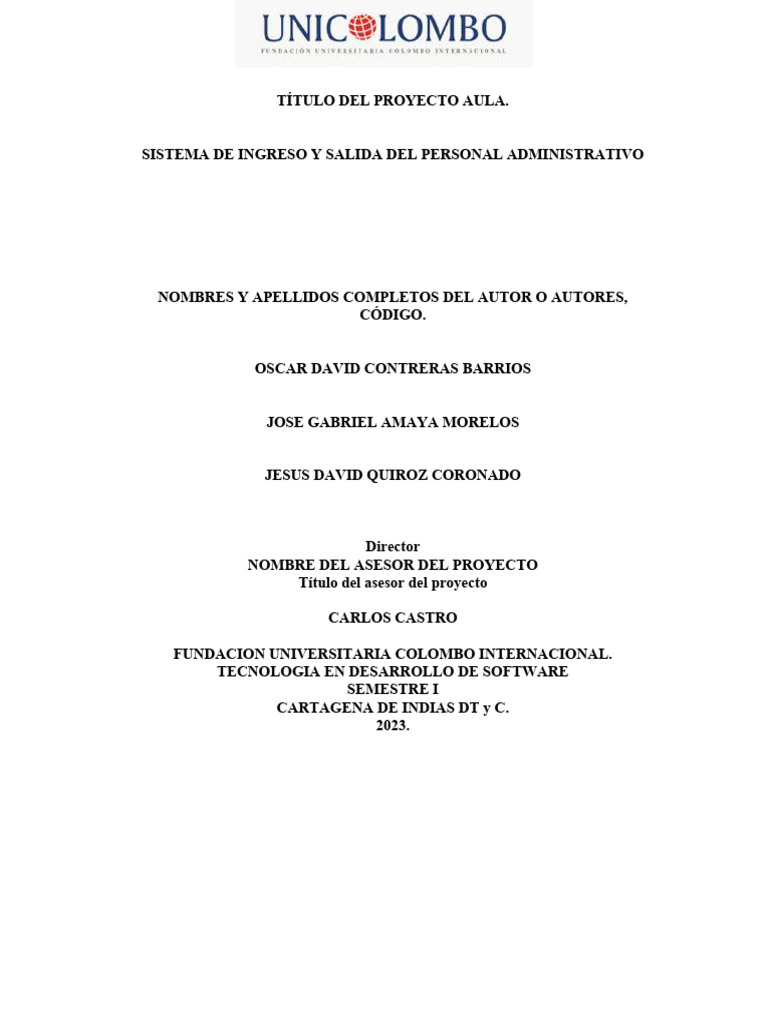 Proyecto de Aula | PDF | Objeto (informática) | Lenguaje de programación