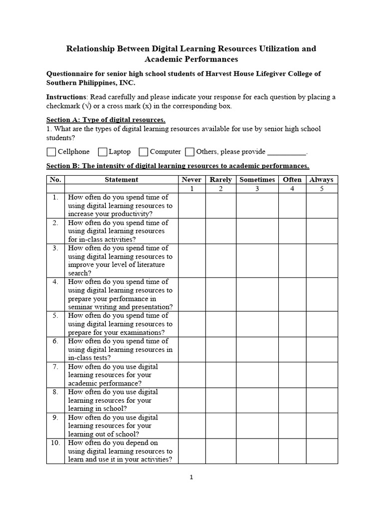 Korique Nga Survey Questionnaire Ni Paquitomingmingtroy.. Final | PDF