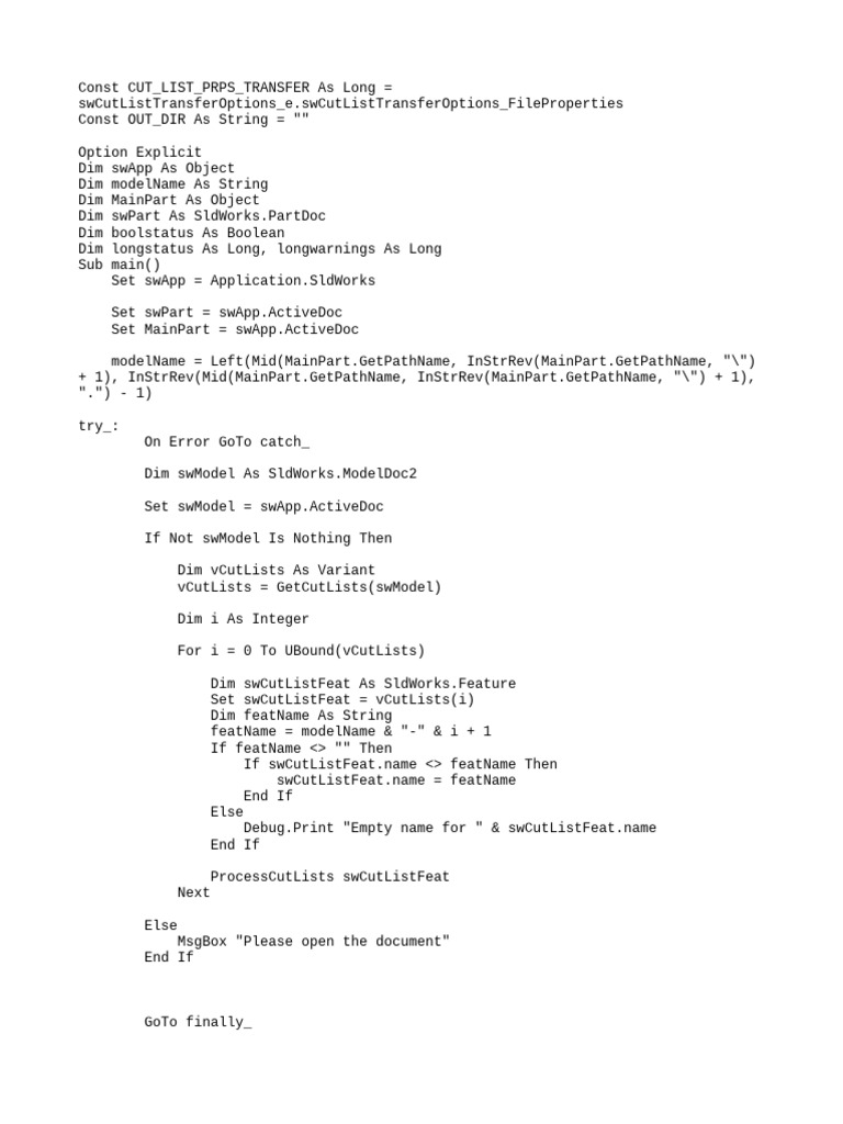 Solidworks Macro (Rename and Save Bodies) | PDF | Boolean Data Type | Computer Engineering