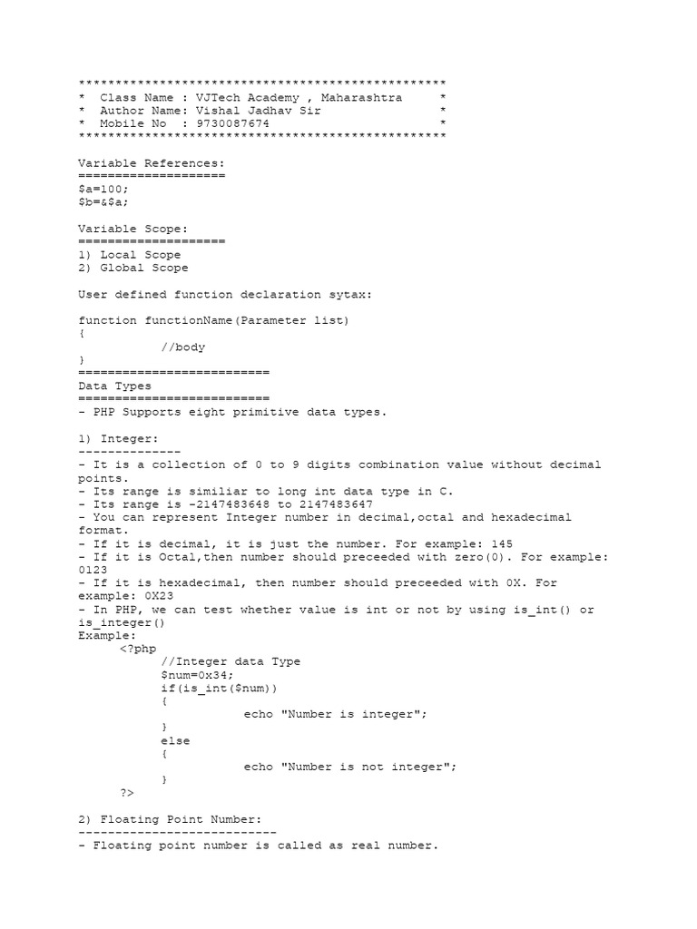 Unit I | PDF | Control Flow | Php