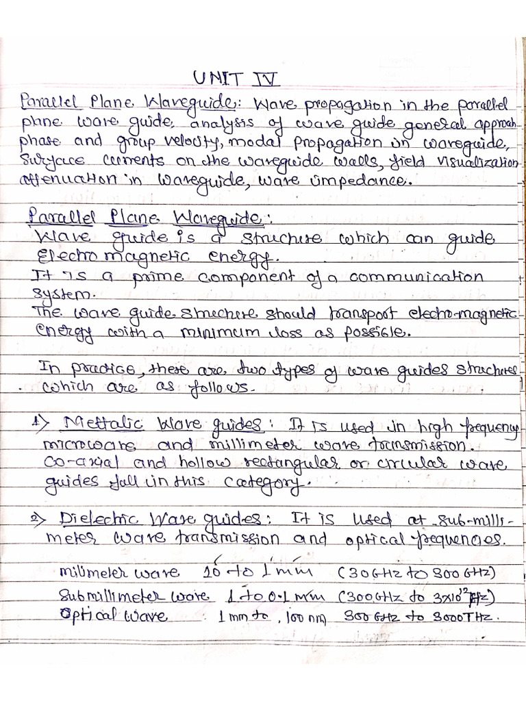 Unit IV Parallel Plane Wave Guide | PDF