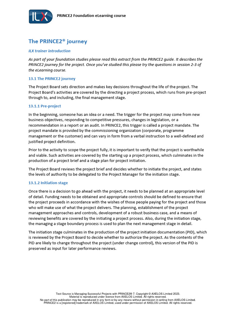 The PRINCE2 Journey | Download Free PDF | Business