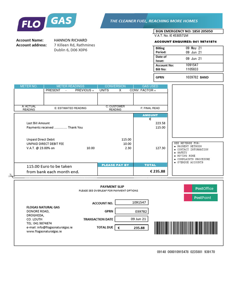 Ireland Flogas Natural Gas | Download Free PDF | Debit Card | Payments
