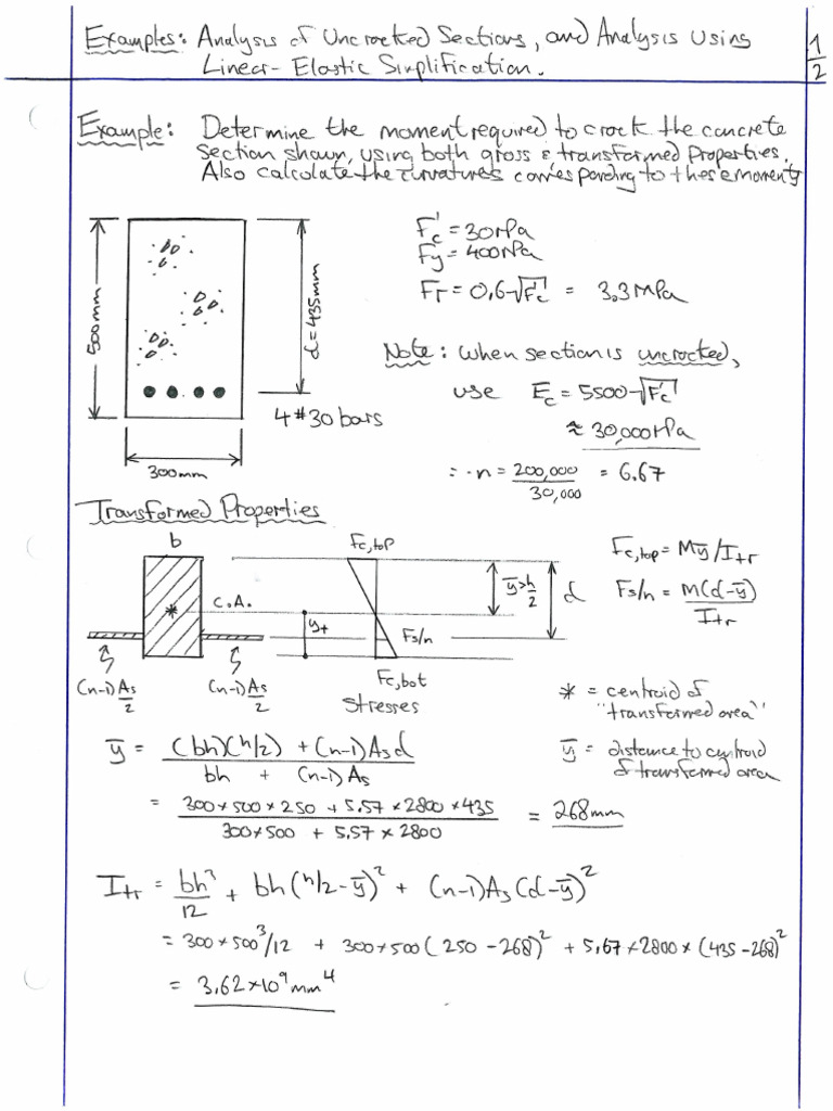 1 -Example -Cracking Moment and Curvature | PDF