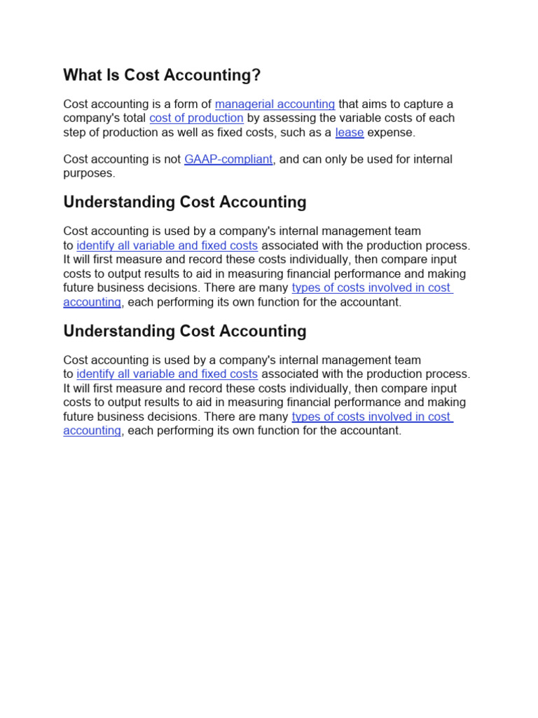 Understanding Cost Accounting Basics | PDF