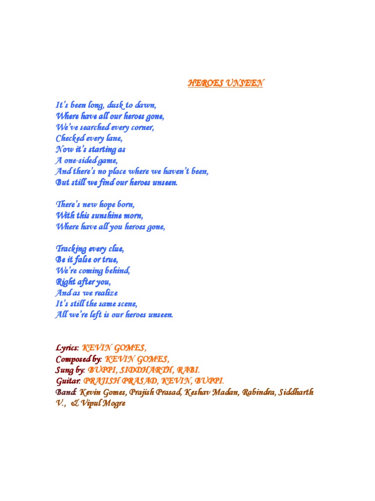 Unseen Heroes: A Poetic Reflection | PDF