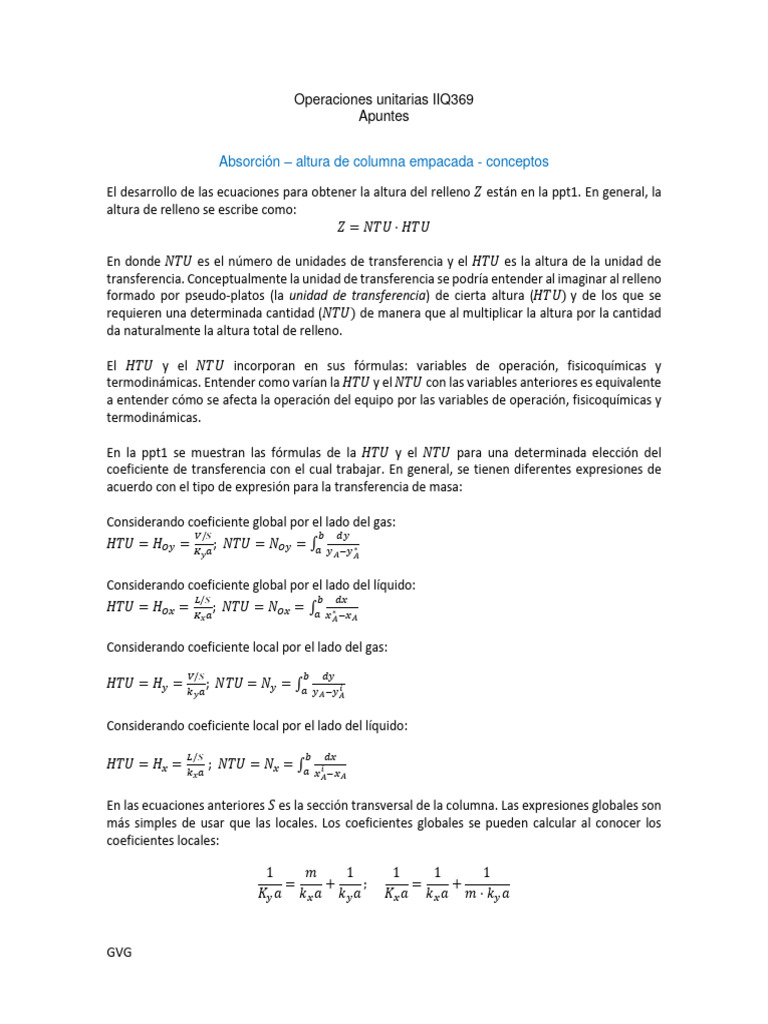 2.1-Absorción - NTU-HTU | PDF | Absorción (Química) | Gases