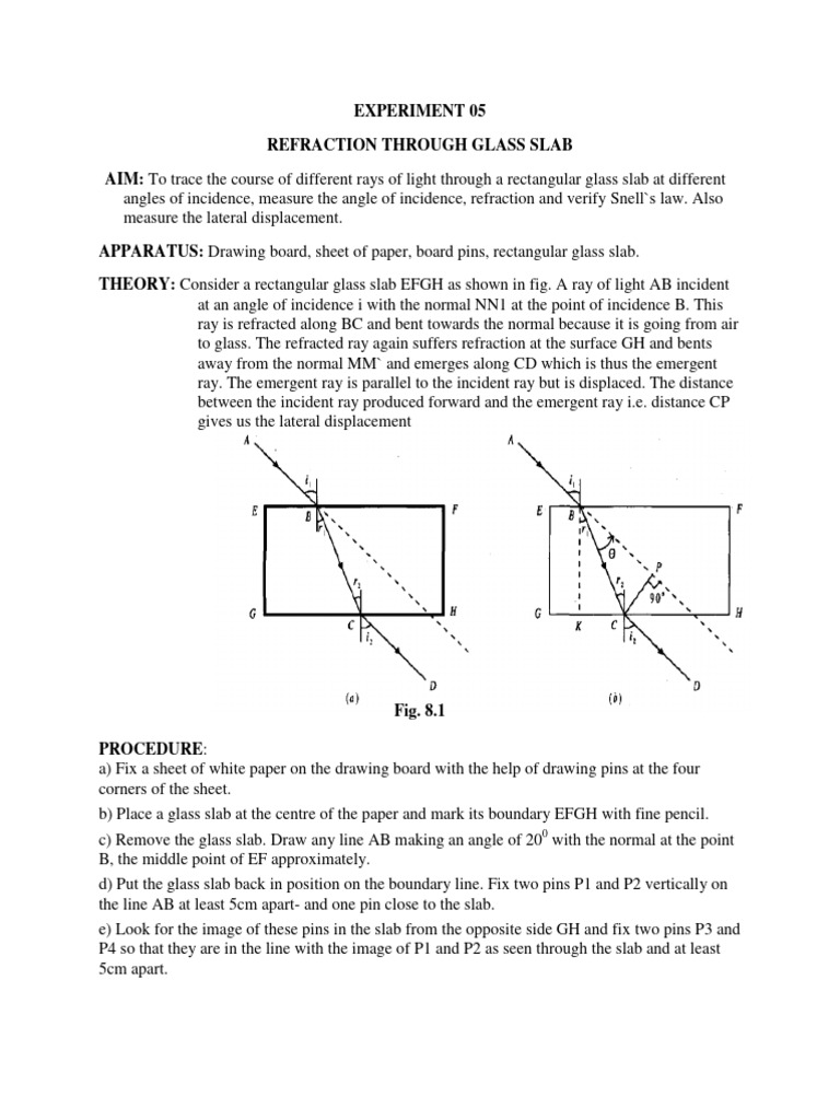 Phy 107 Experiment 05 | PDF | Refraction | Glasses