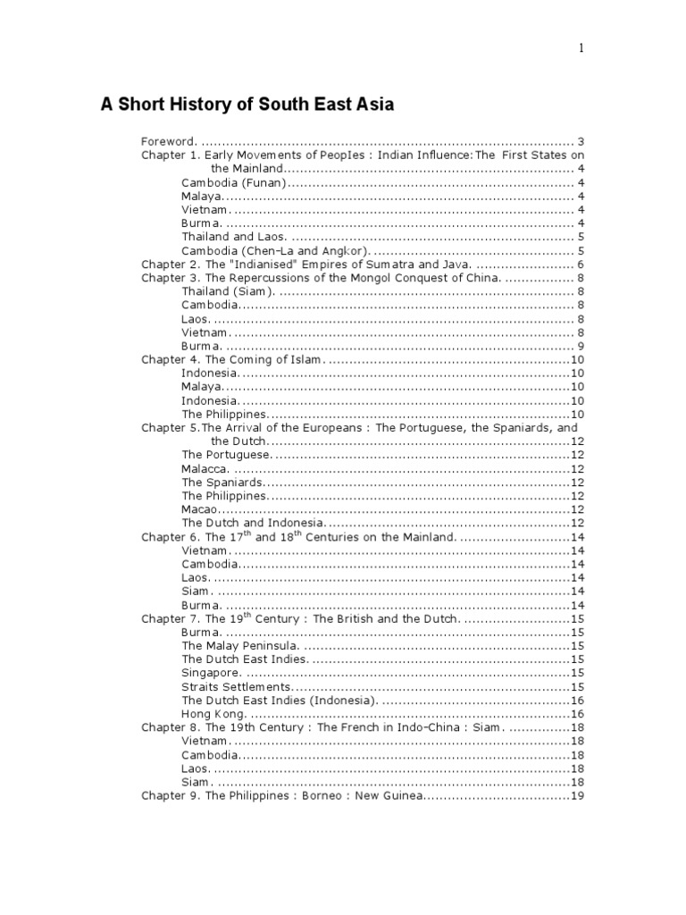 A Short History of South East Asia1 | PDF