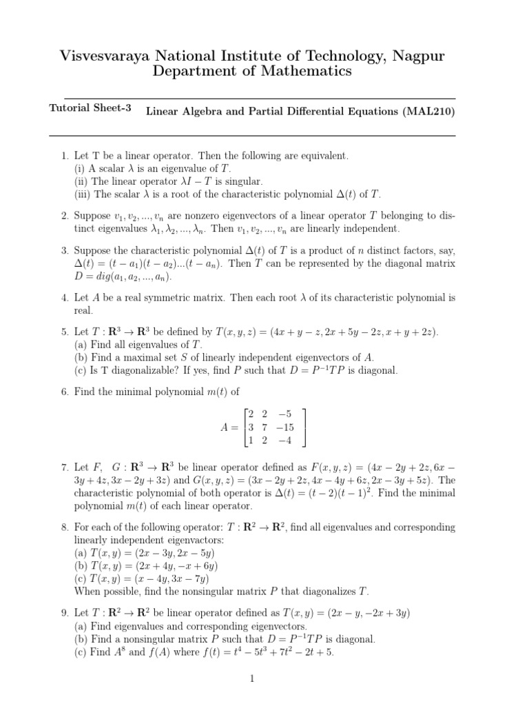 Assignment 3 | PDF | Eigenvalues And Eigenvectors | Mathematics Assignment 3 | PDF | Eigenvalues And Eigenvectors | Mathematics