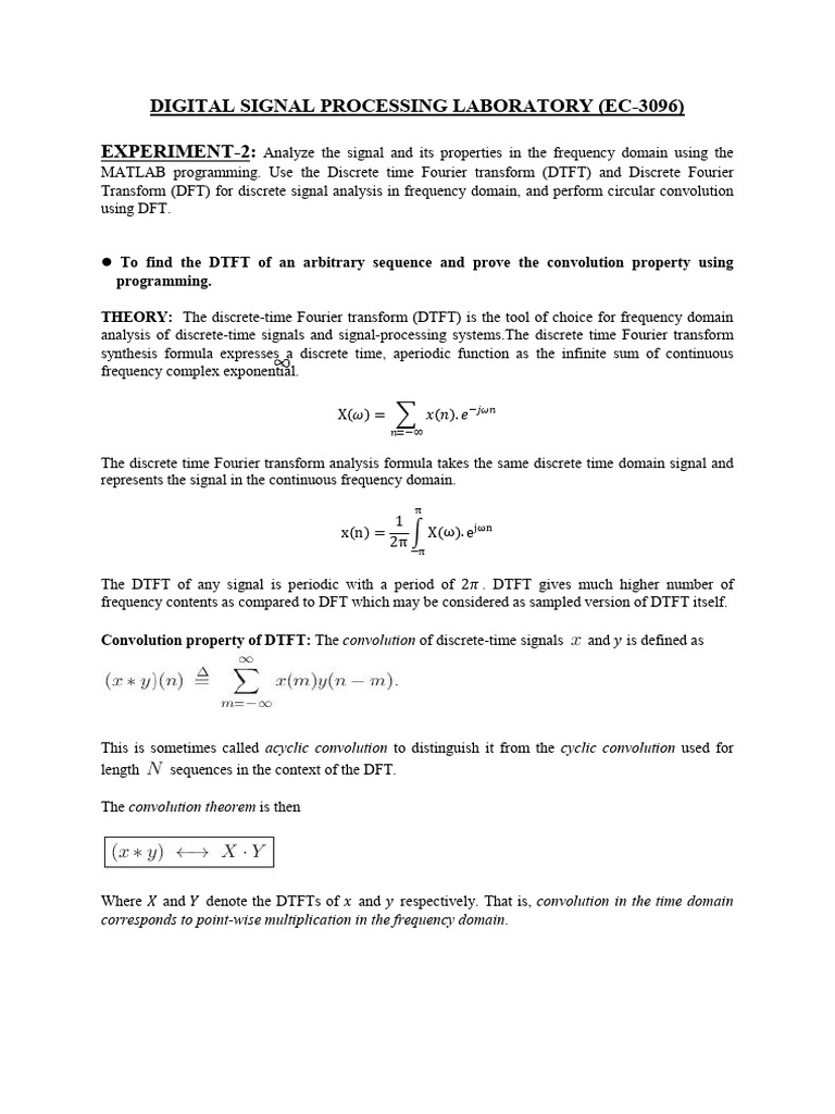 DSP Lab Experiment-2 | PDF | Discrete Fourier Transform | Mathematical Objects