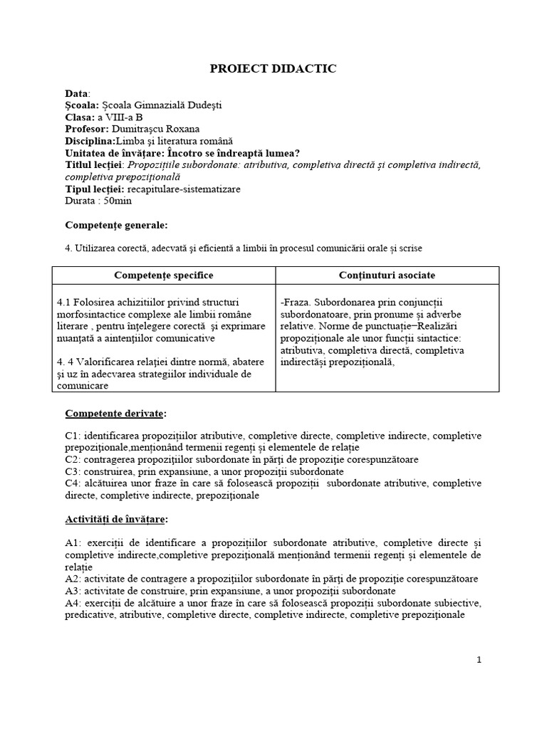 A - 8 - A - Proiect - Subordonate CD, CI | PDF