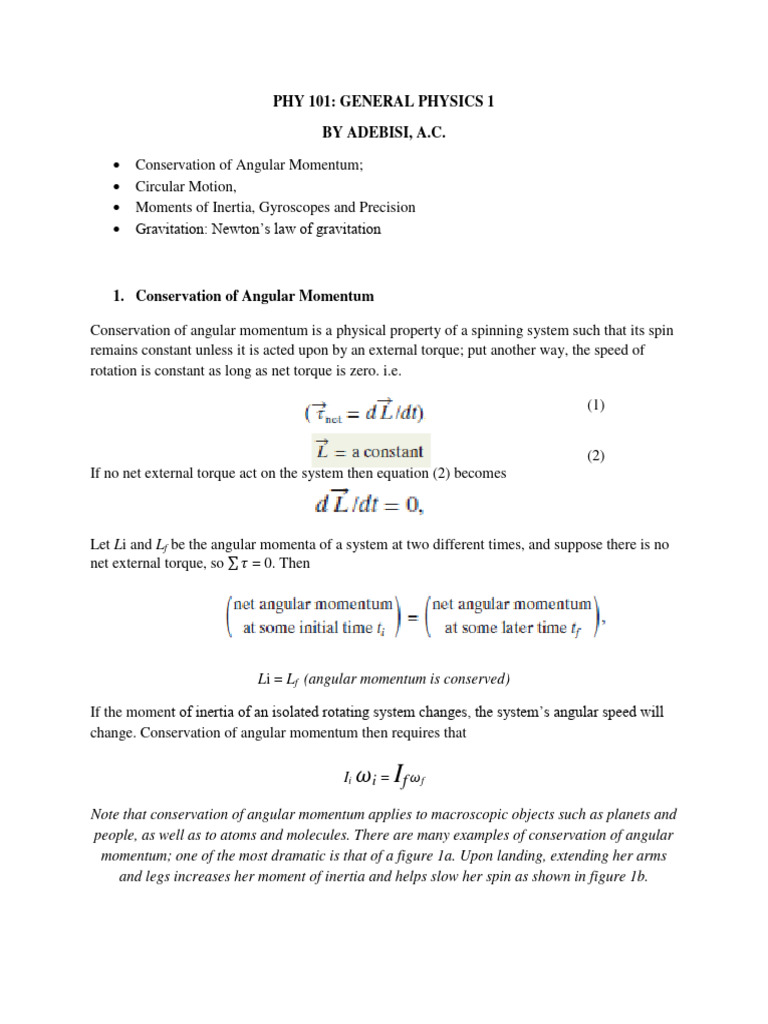 Angular Momentum and Circular Motion Concepts | PDF | Rotation Around A Fixed Axis | Torque