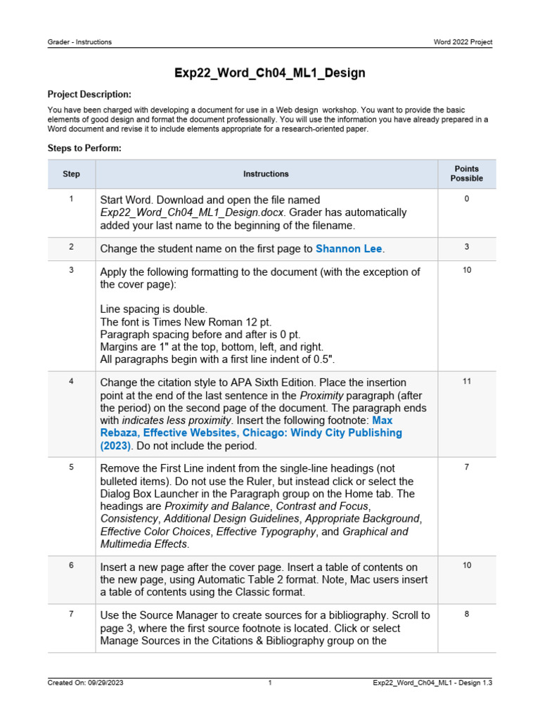 Exp22 Word Ch04 ML1 Design Instructions | PDF | Paragraph | Websites