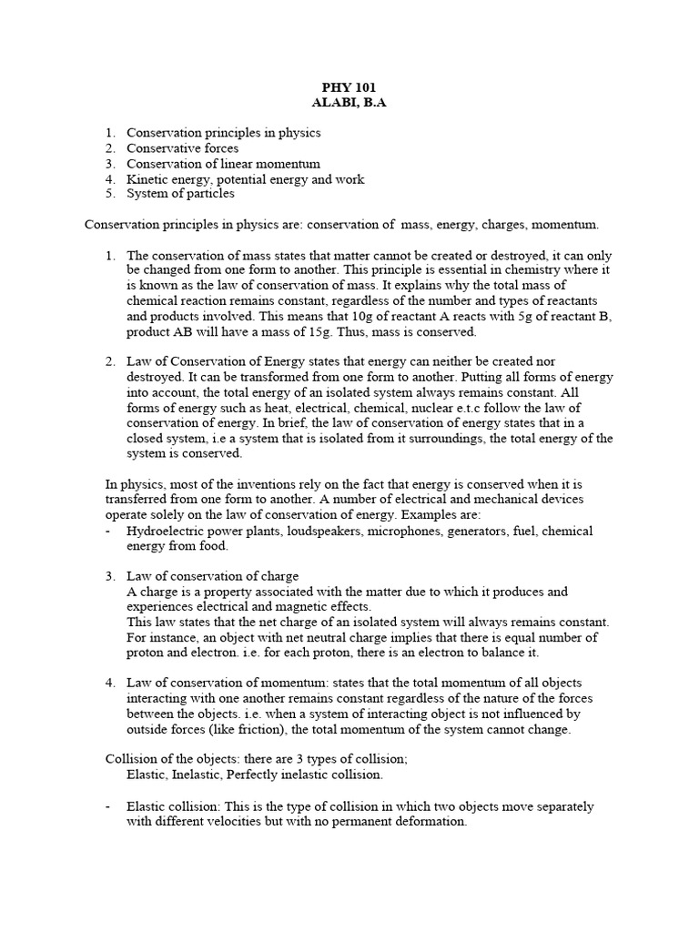 PHY 101 unilesa | PDF | Collision | Momentum