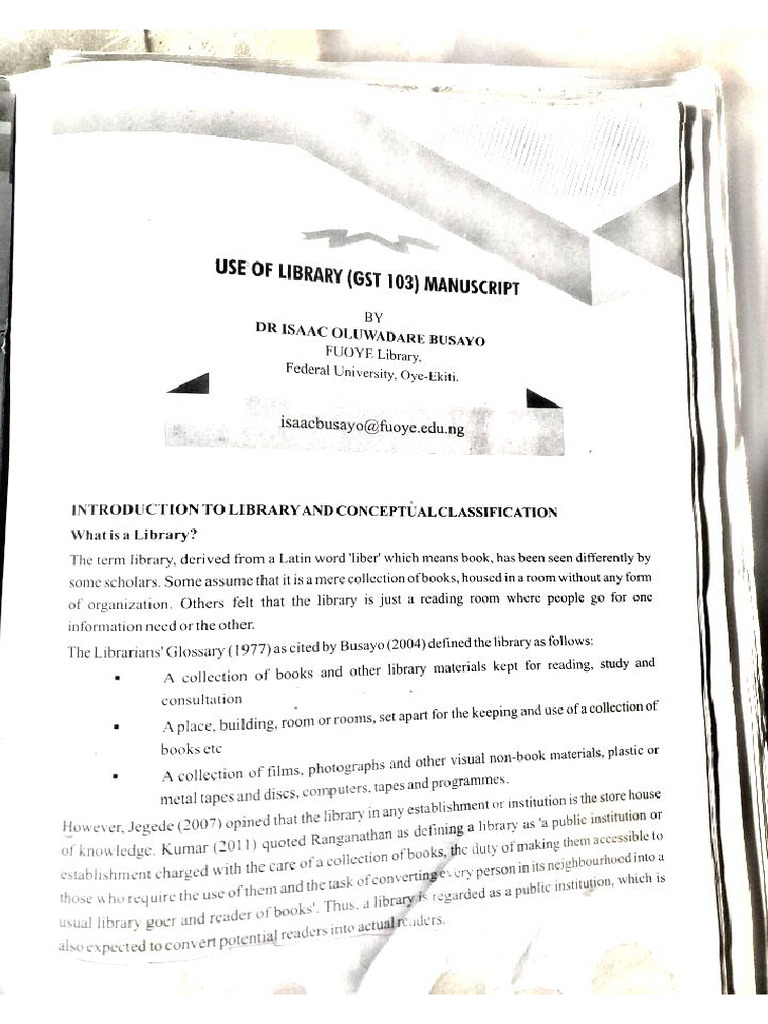 Use of Library Read Am o | PDF