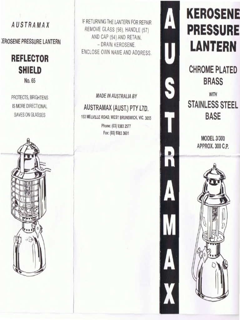 Austramax Kerosene Pressure Lantern | Download Free PDF | Manufactured ...