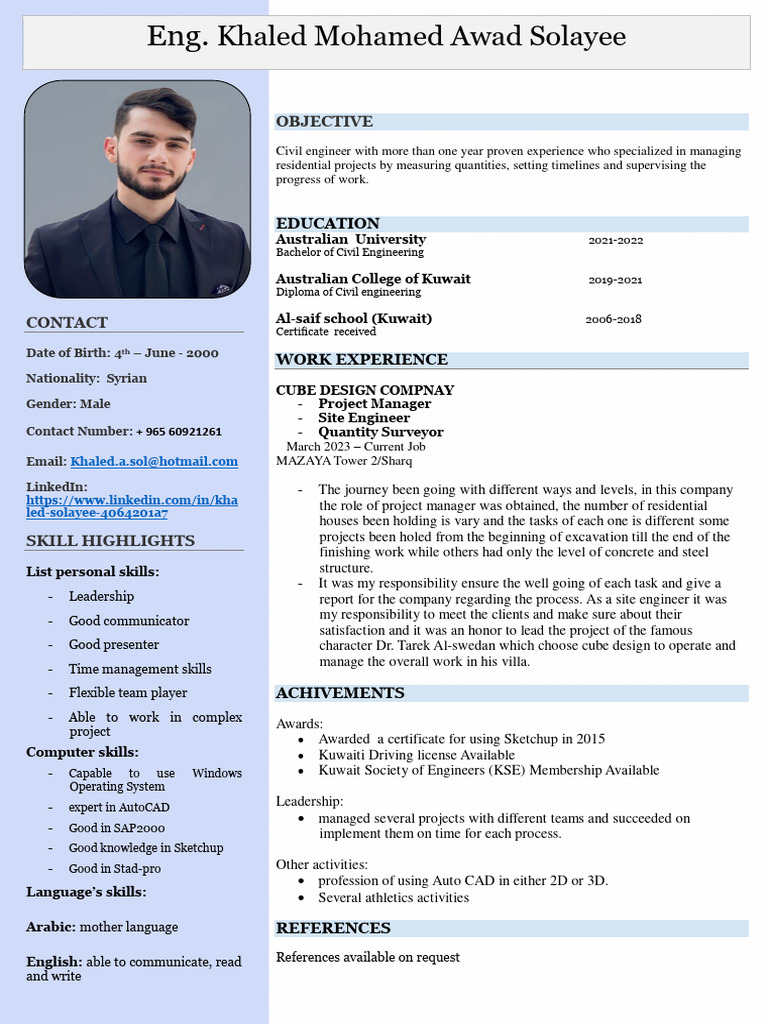 Eng .Khaled Solayee (CV) | PDF