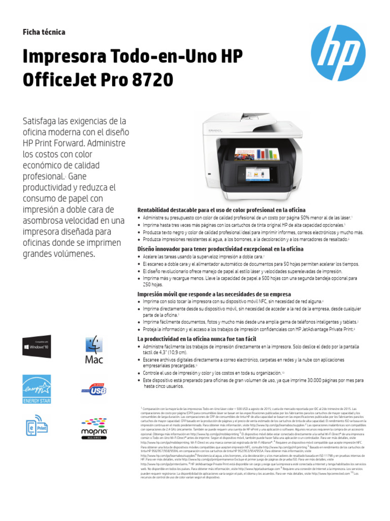 HP Ofifce Pro 8760 | PDF | Impresora (Computación) | Dispositivo móvil