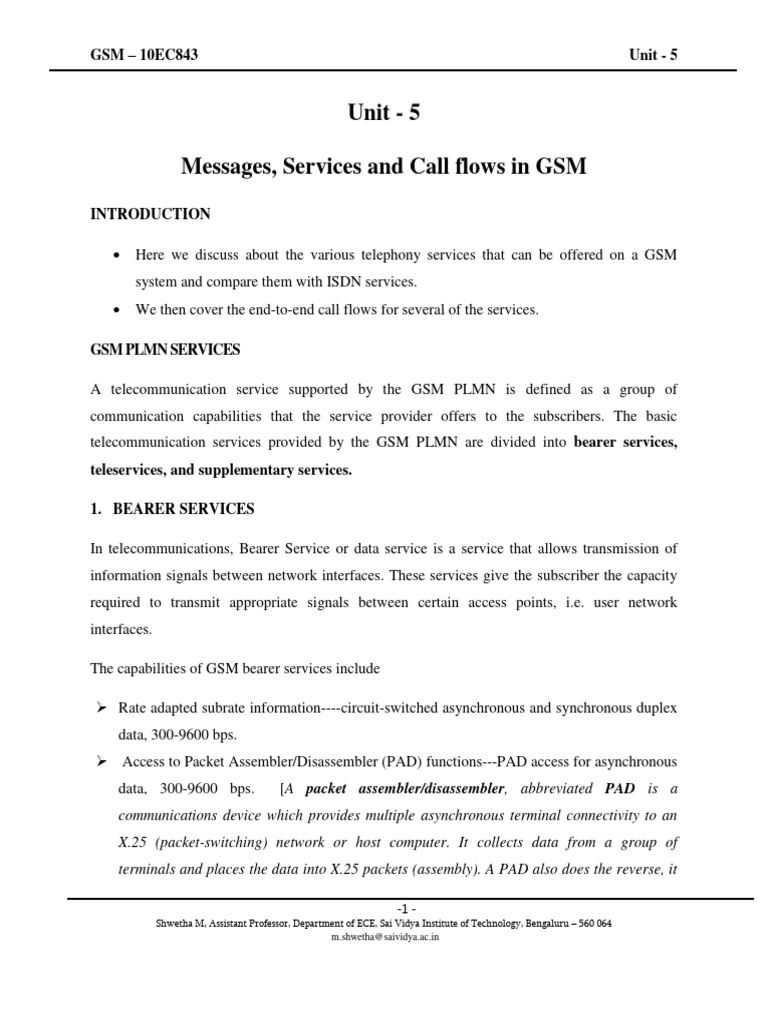 UNIT -5- Messages, Services and Call flows in GSM | PDF | Computer ...