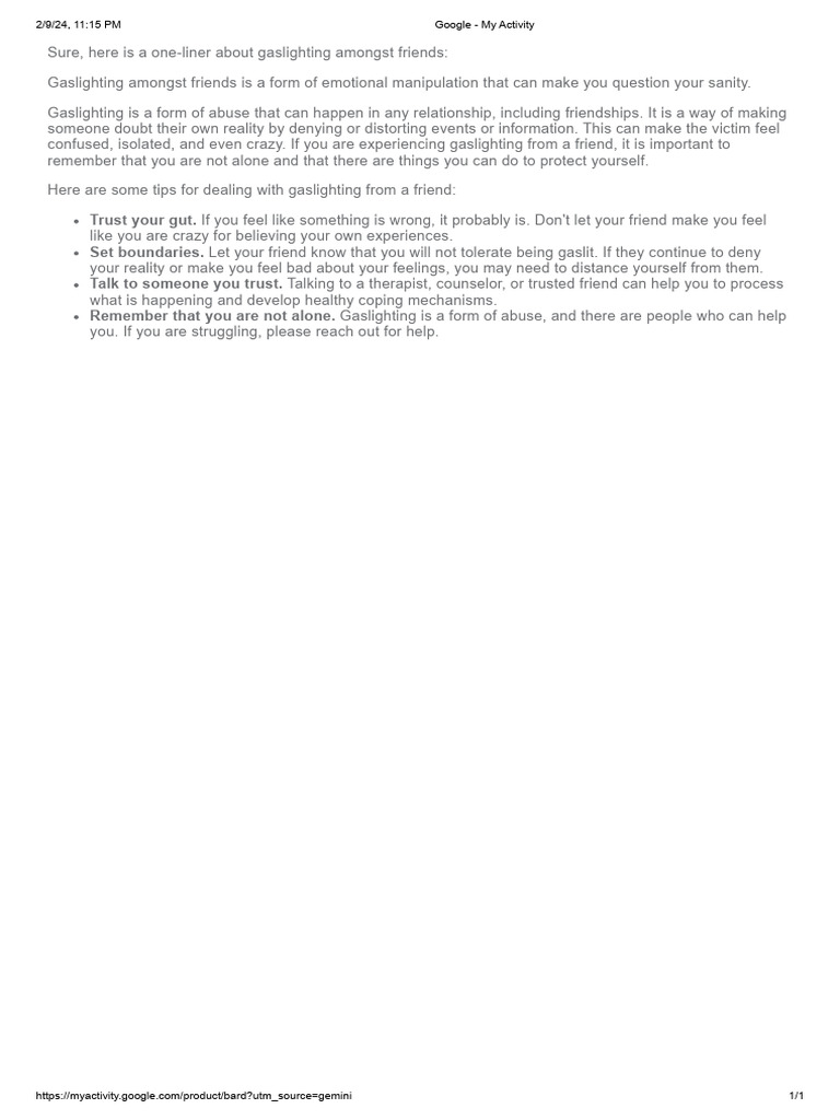 Gaslighting Among Friends | PDF | Self-Improvement