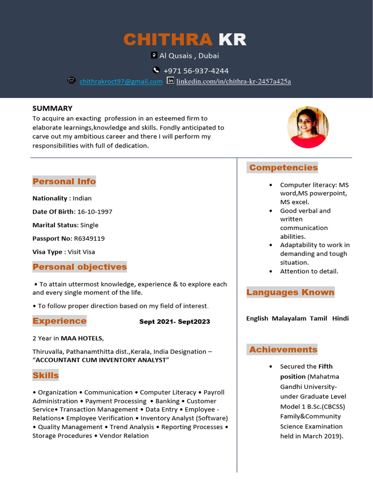 Chithra KR (CSDFSFSFV - Resume) | PDF | Biotechnology