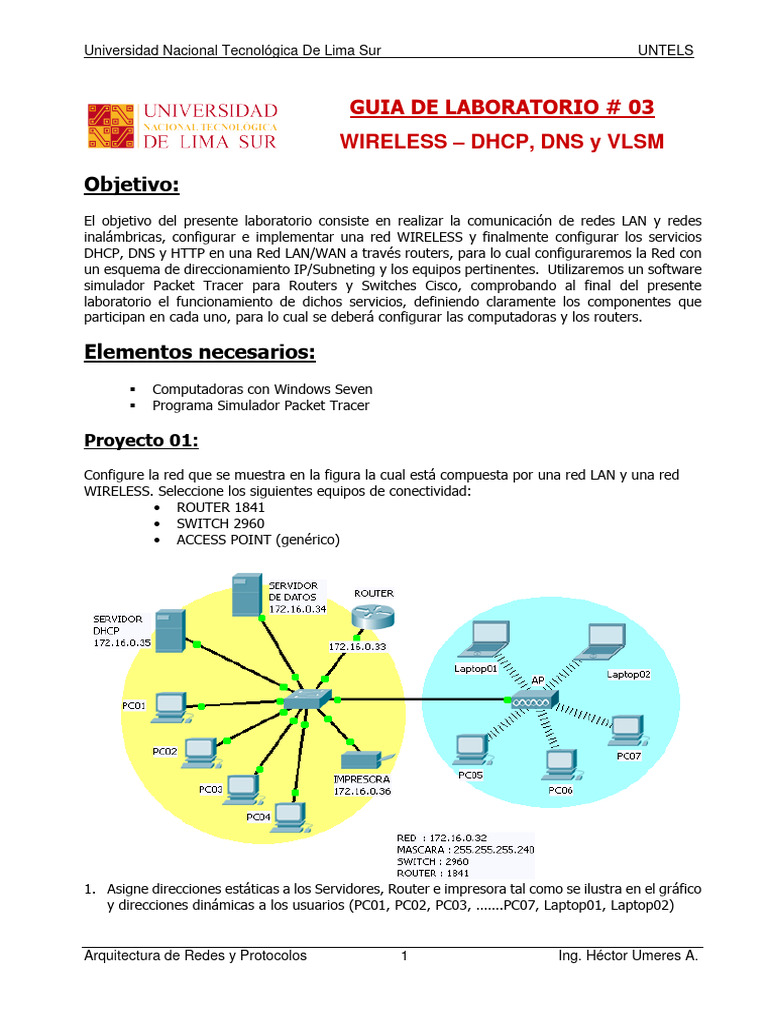 Lab - 03 (Wireles-Dhcp-Dns-Vlsm) | PDF | Dirección IP | Enrutador (Computación)