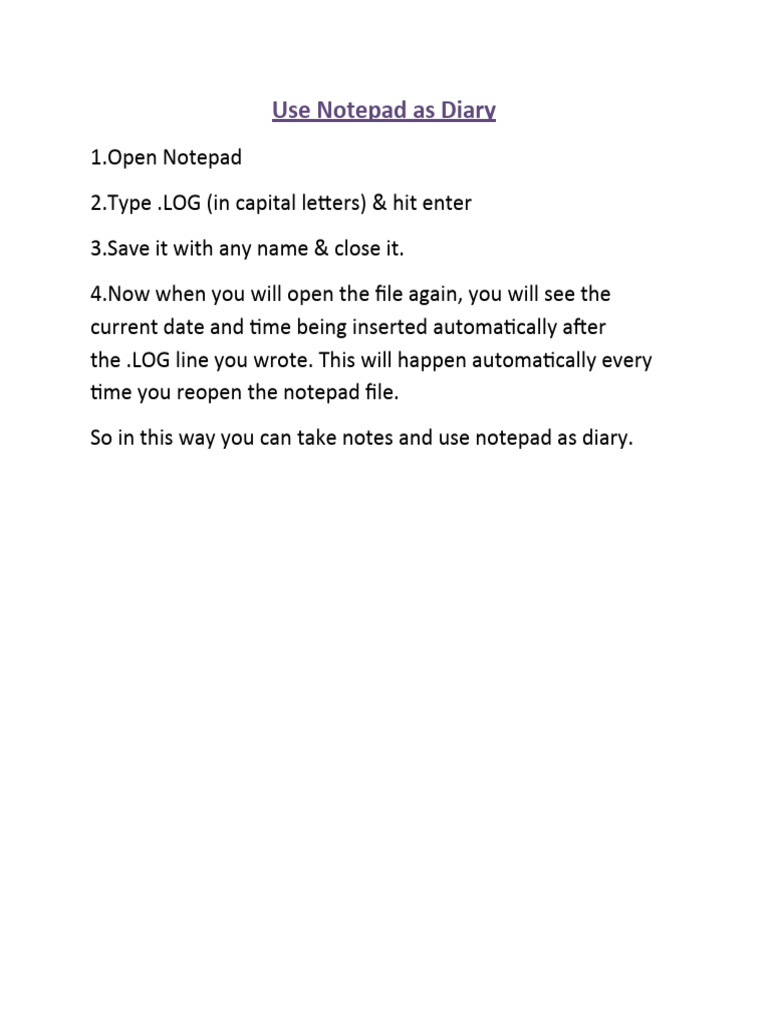 Use Notepad As Diary | PDF | Foreign Language Studies