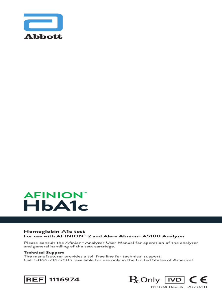 Afinion HbA1C Hemoglobin Test IFU | PDF | Glycated Hemoglobin ...