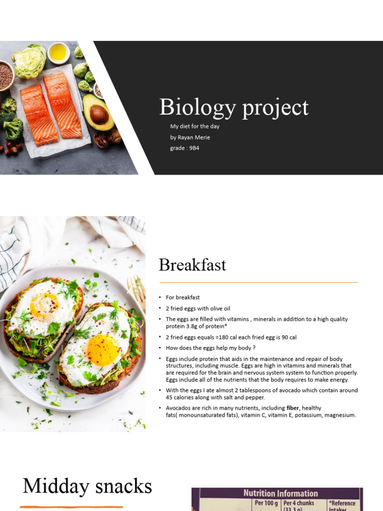 Biology Project: My Diet For The Day by Rayan Merie Grade: 9B4 | PDF