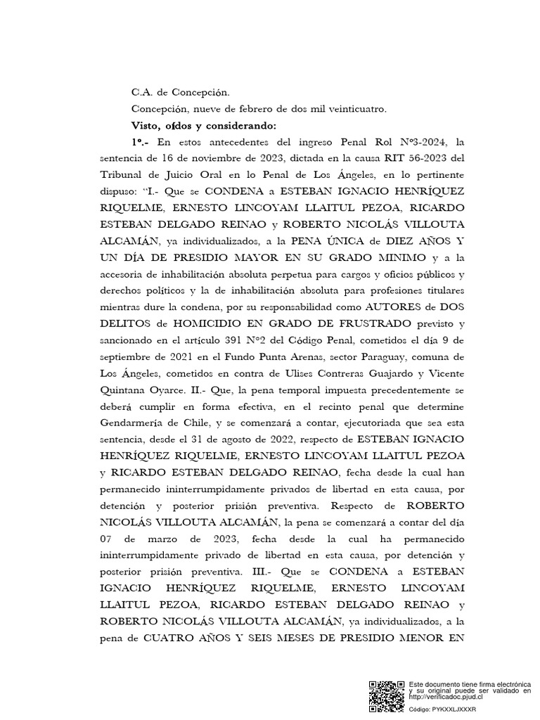 Sentencia Nulidad Corte (RIT 3-2024) | PDF | Castigos | Sentencia (ley)