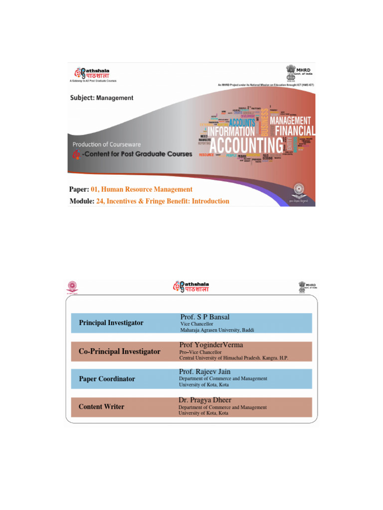 Module-24 Incentives & Fringe Benefit - Introduction | PDF | Incentive | Employment
