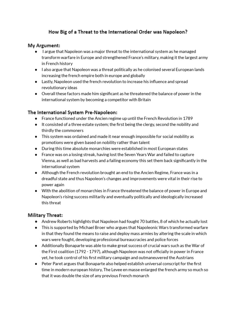 Napoleon Handout | PDF | Napoleon | First French Empire