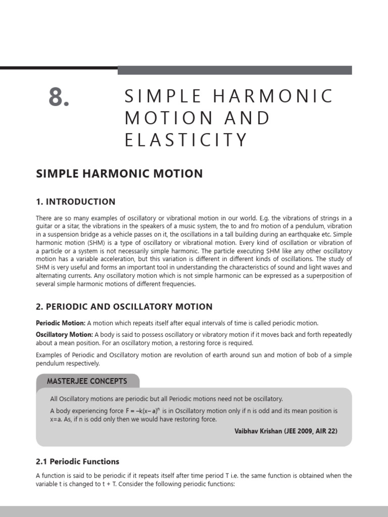 Print Simple Harmonic Motion and ElasticityTheory | PDF | Oscillation ...