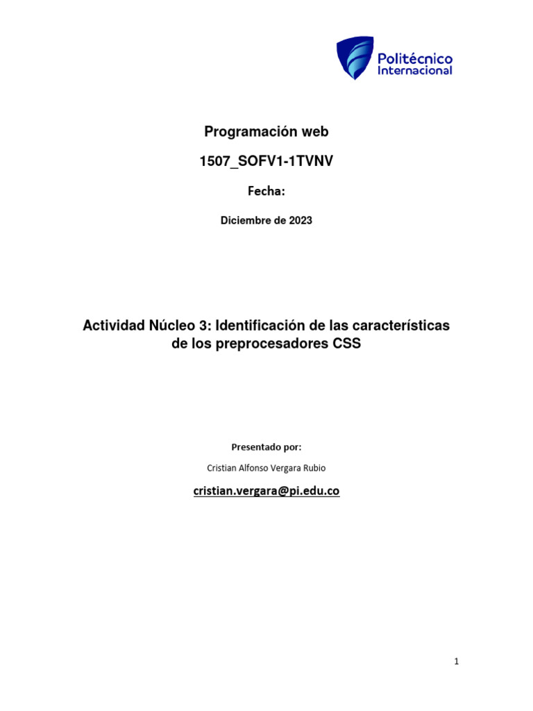 Actividad Núcleo 3 Identificación de Las Características de Los ...