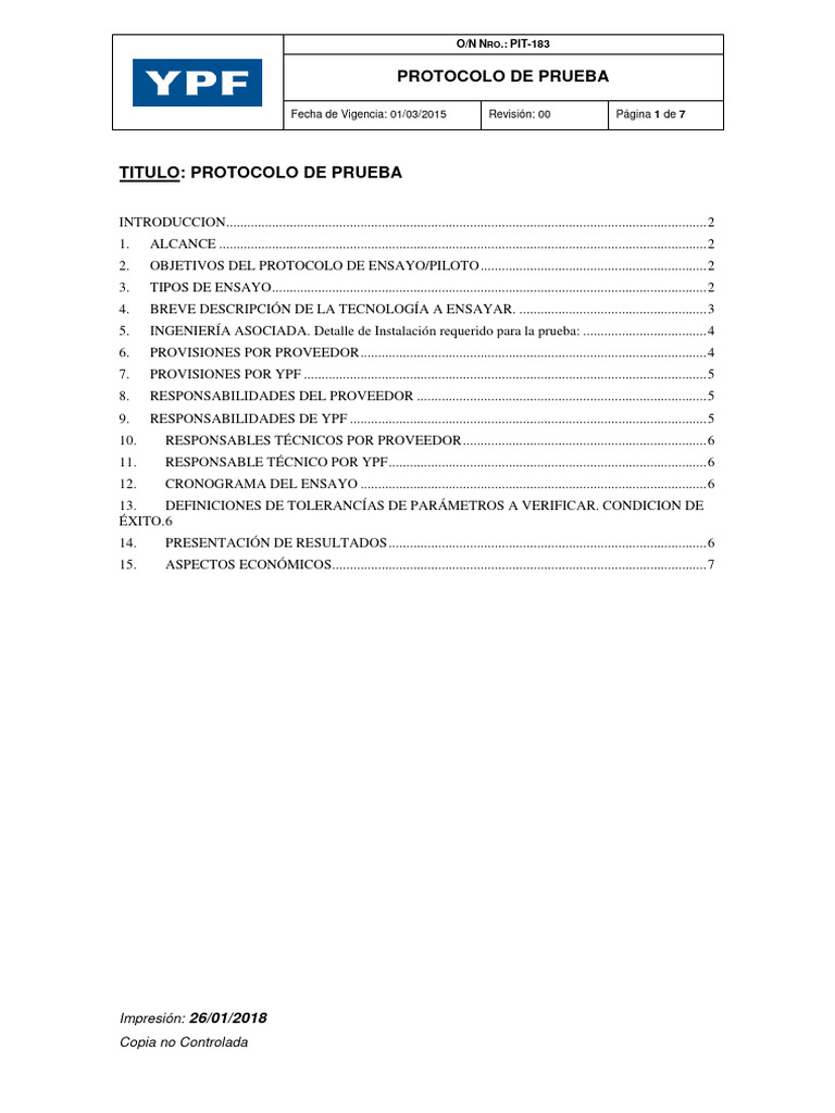 Protocolo de Prueba | PDF | Bomba | Ingeniería mecánica