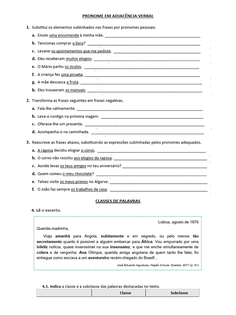 Exercícios de Gramática Portuguesa | PDF | Linguística | Famílias linguísticas