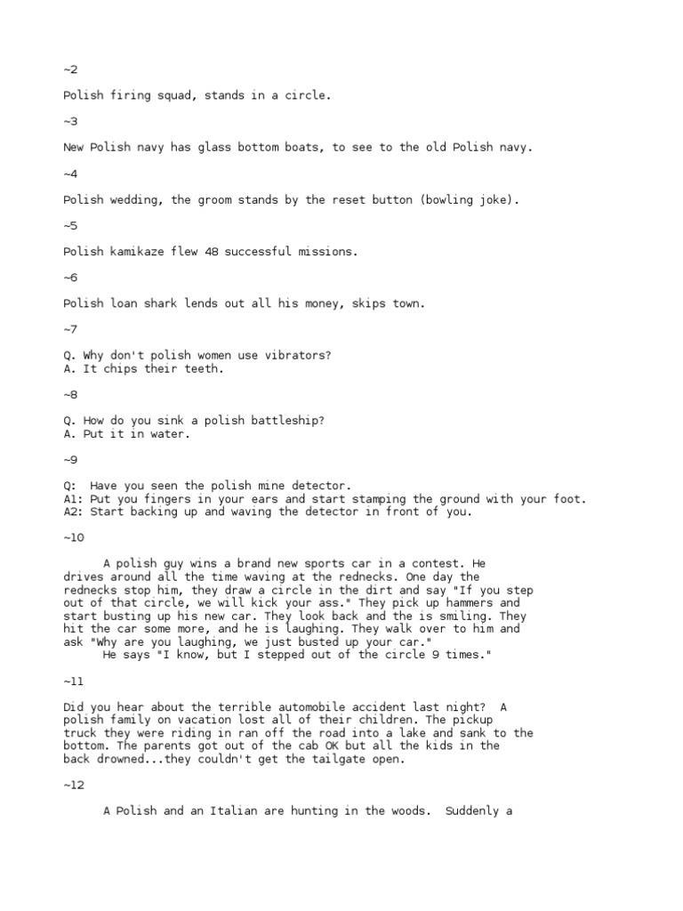 Canonical List of Polish Jokes | PDF | Poland | Nature