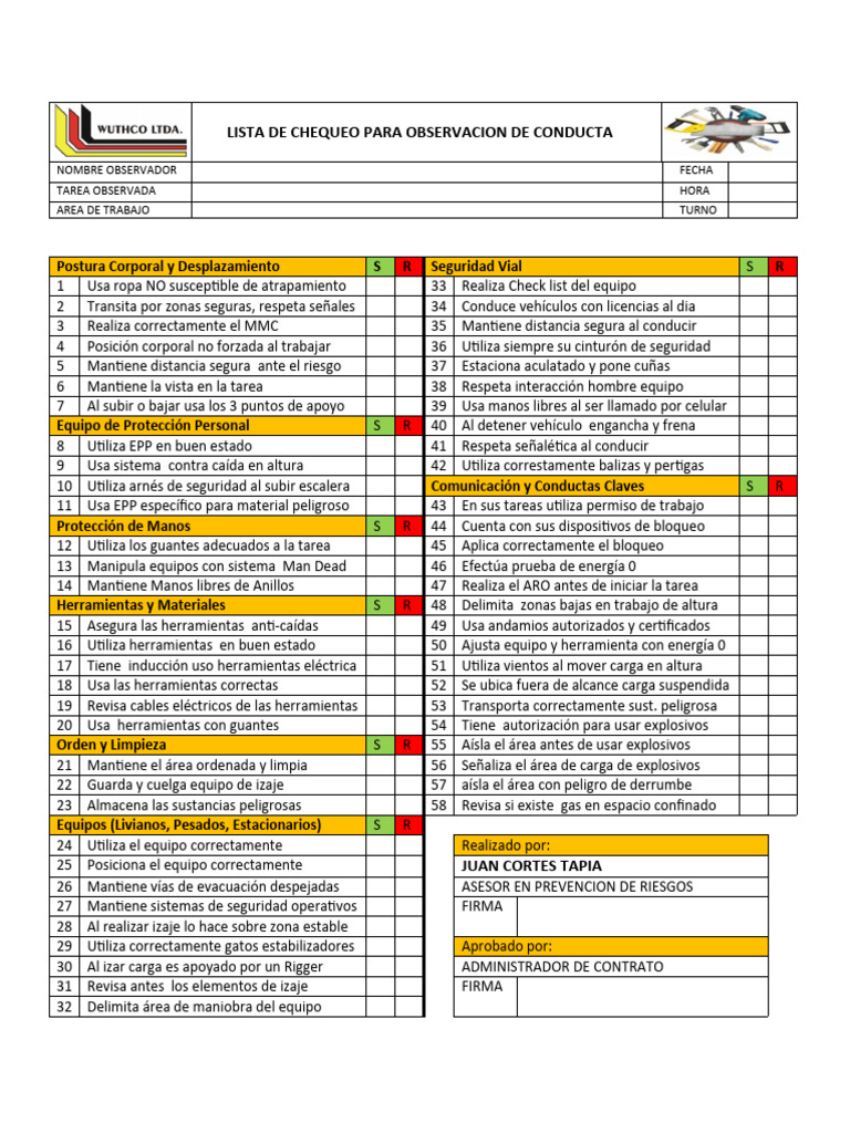 Lista de Chequeo para Observacion de Conducta | PDF