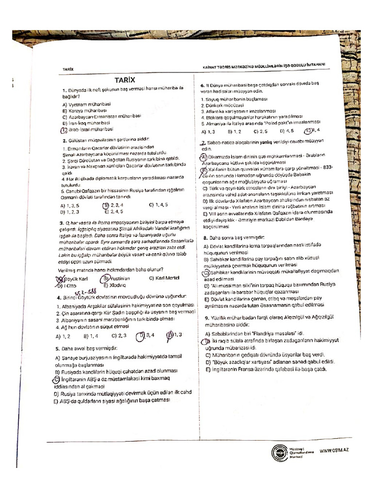 Kainat Tarix Sınağı 19 Iyun 2021 - 40 Sual | PDF