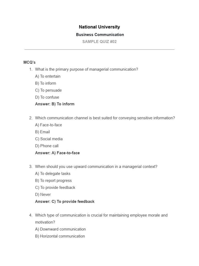 Managerial Communications #02 | PDF | Communication | Nonverbal ...