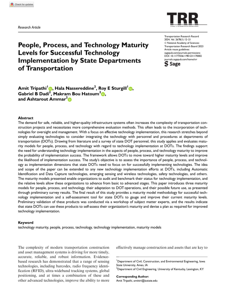 Tripathi Et Al 2023 People Process and Technology Maturity Levels For ... Tripathi Et Al 2023 People Process and Technology Maturity Levels For ...
