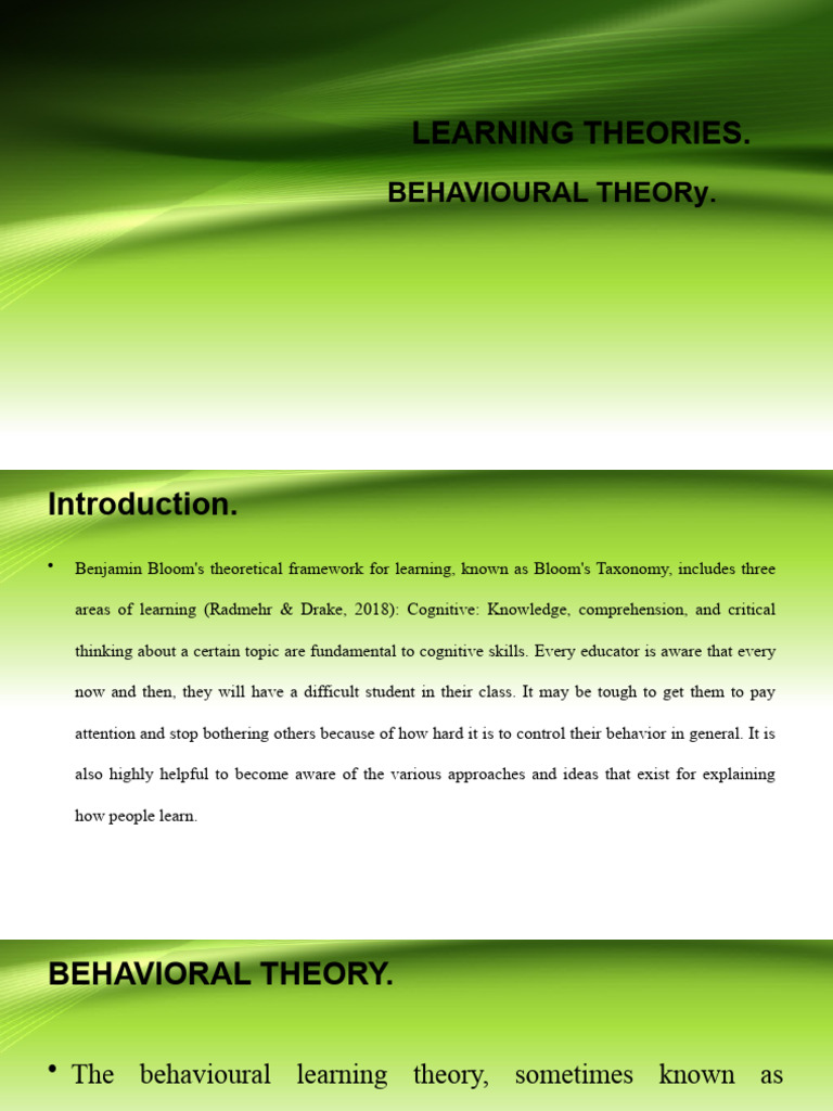 NR520 Learning Theory | PDF | Learning | Behaviorism