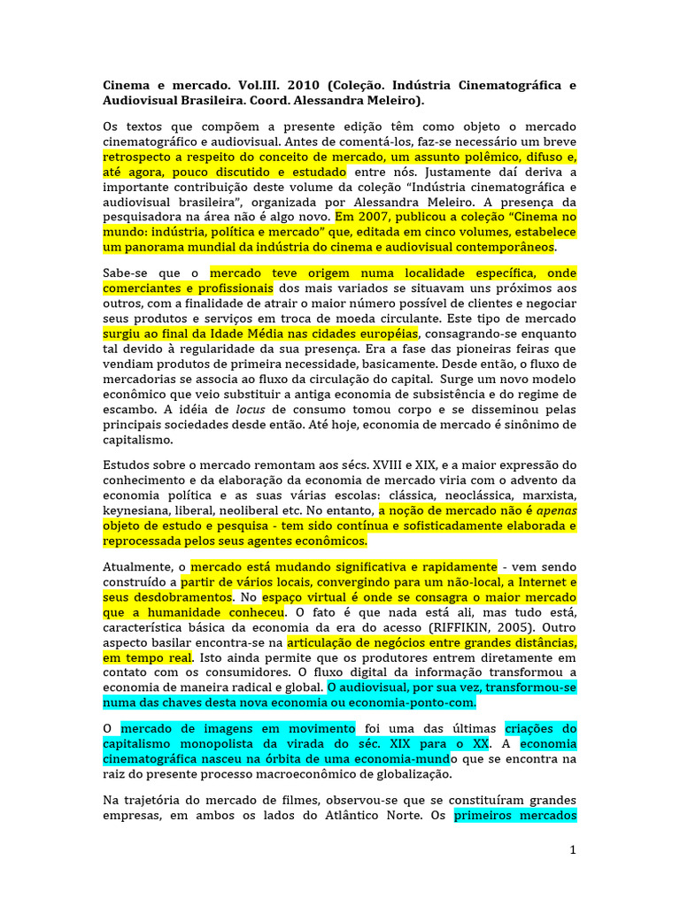 Meleiro, A. Cinema e Mercado. Vol - III. 2010 (Coleção. Indústria ...