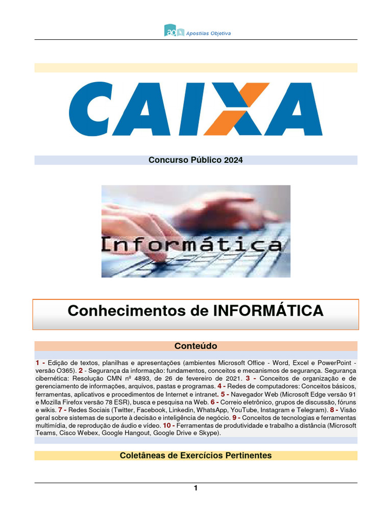 9 Conhecimentos de Informatica | Download grátis PDF | Microsoft Excel ...