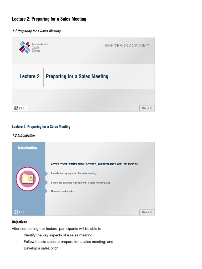 PDF Copy of Lecture 2 Preparing For A Sales Meeting | PDF | Sales ...