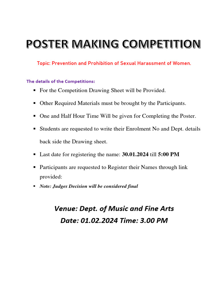 Sexual Harassment Awareness Poster Contest | PDF