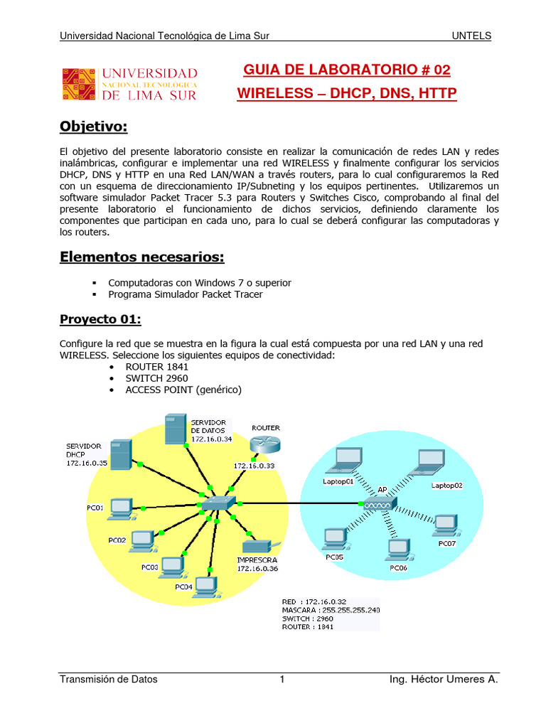 Lab 02 (Wireles DHCP DNS Wlan) | PDF | Dirección IP | Redes