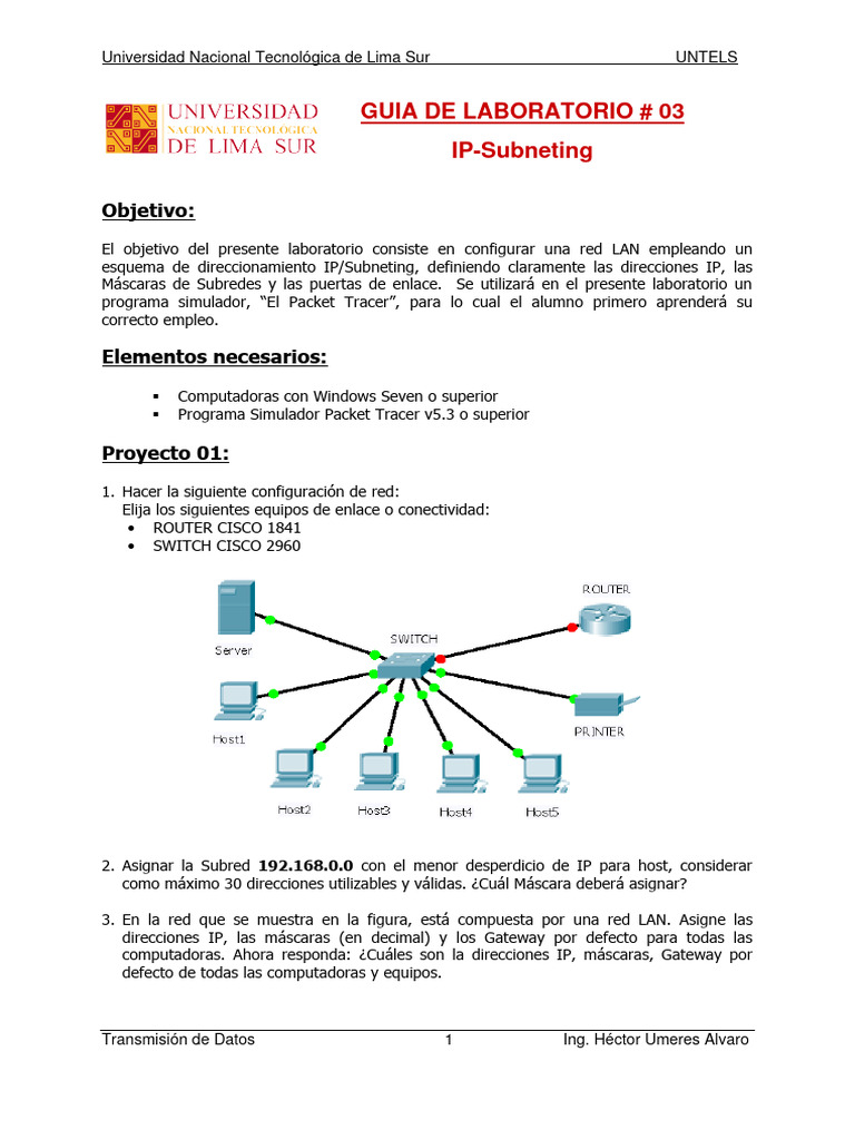 Lab 03 (Ip-Subneting) | PDF | Dirección IP | Arquitectura de Computadores