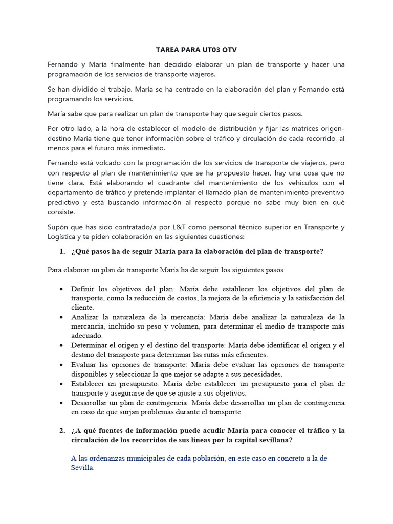 Tarea Ut03 | PDF | Transporte | Presupuesto